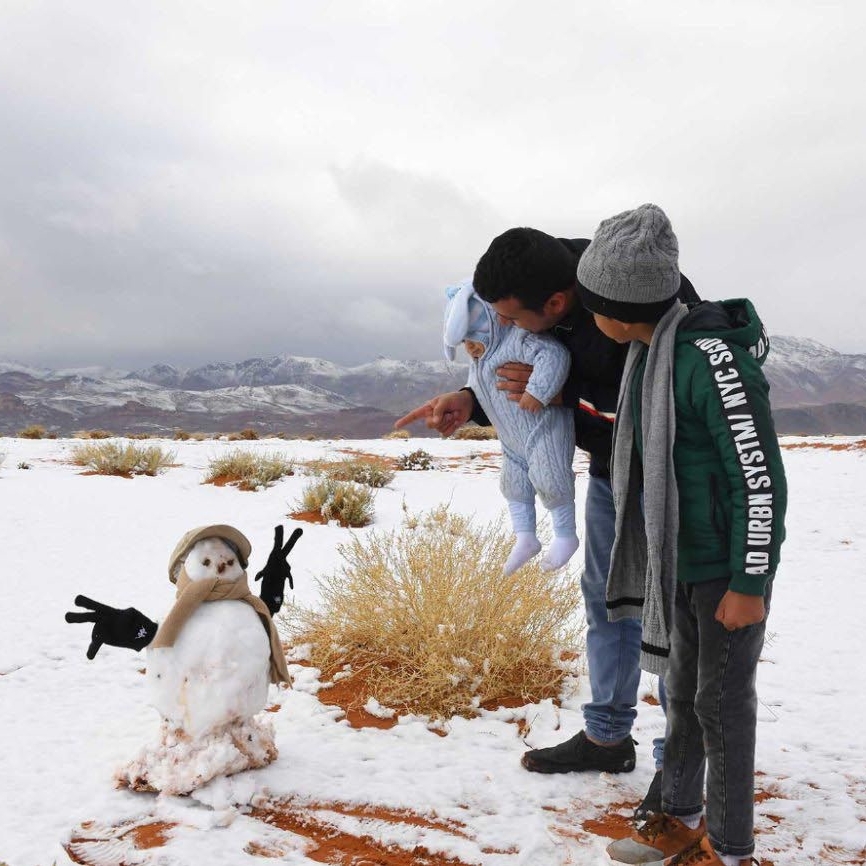 Snow brings joy to the people of northern Saudi Arabia