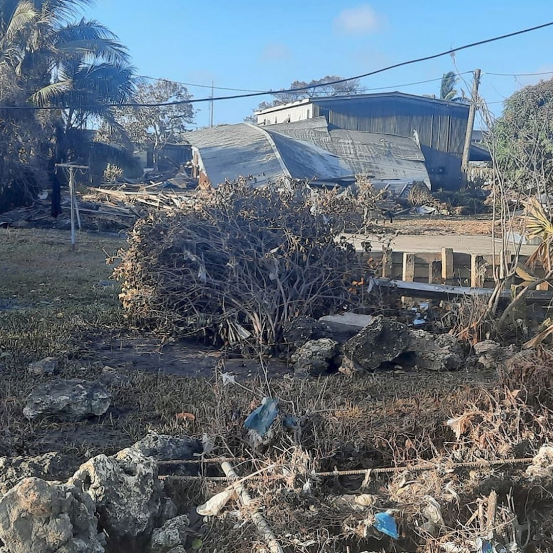 Damaged buildings and ash-covered streets seen in Tonga