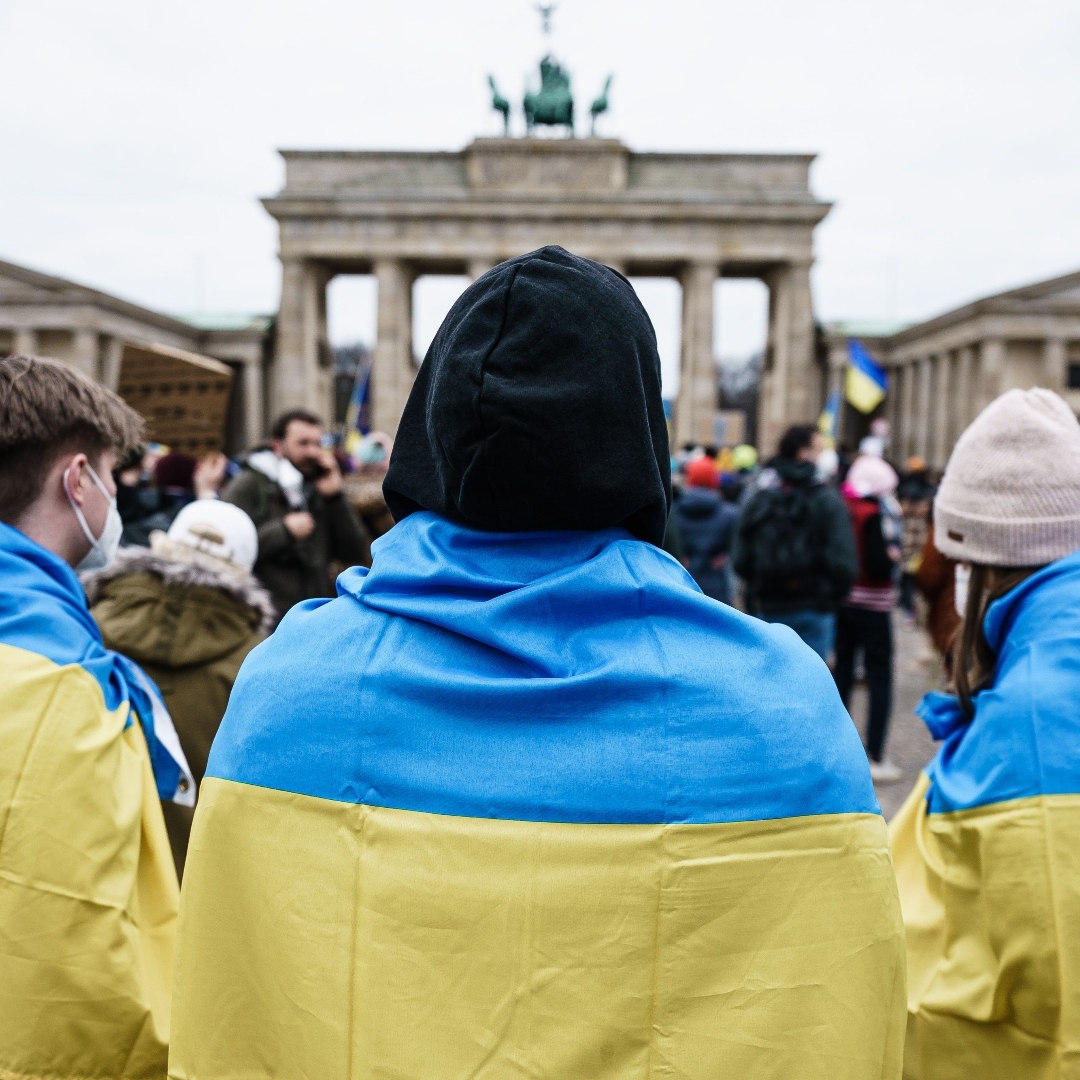 Protests in support of Ukraine outside Russian embassies around the world