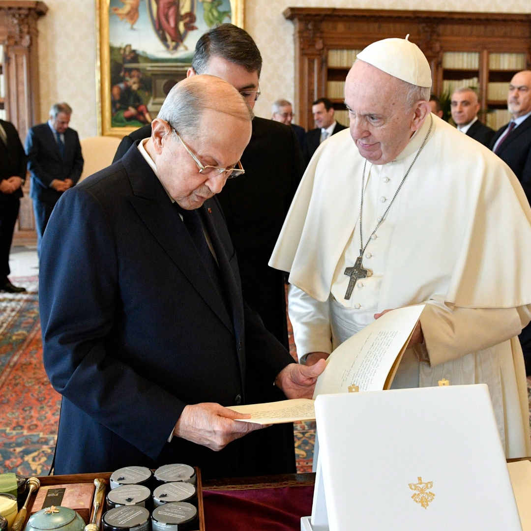 Lebanon's president meets Pope Francis