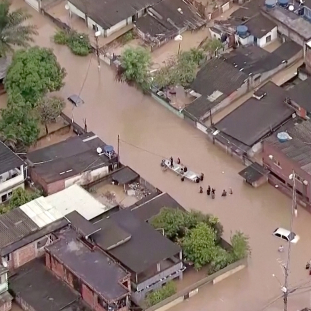 Aerial footage shows devastation left by floods in Brazil