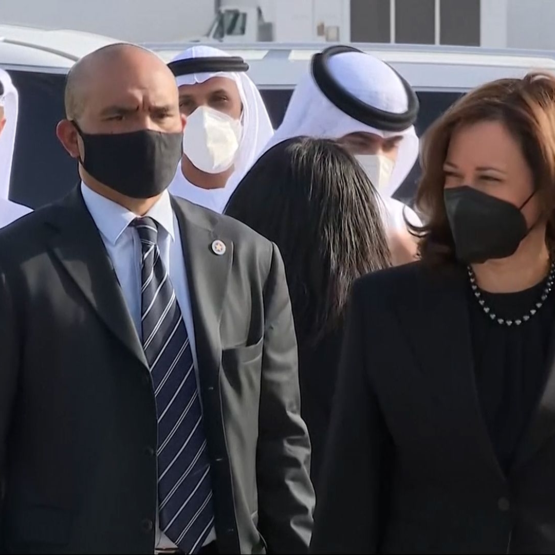 Kamala Harris arrives in UAE to pay respects