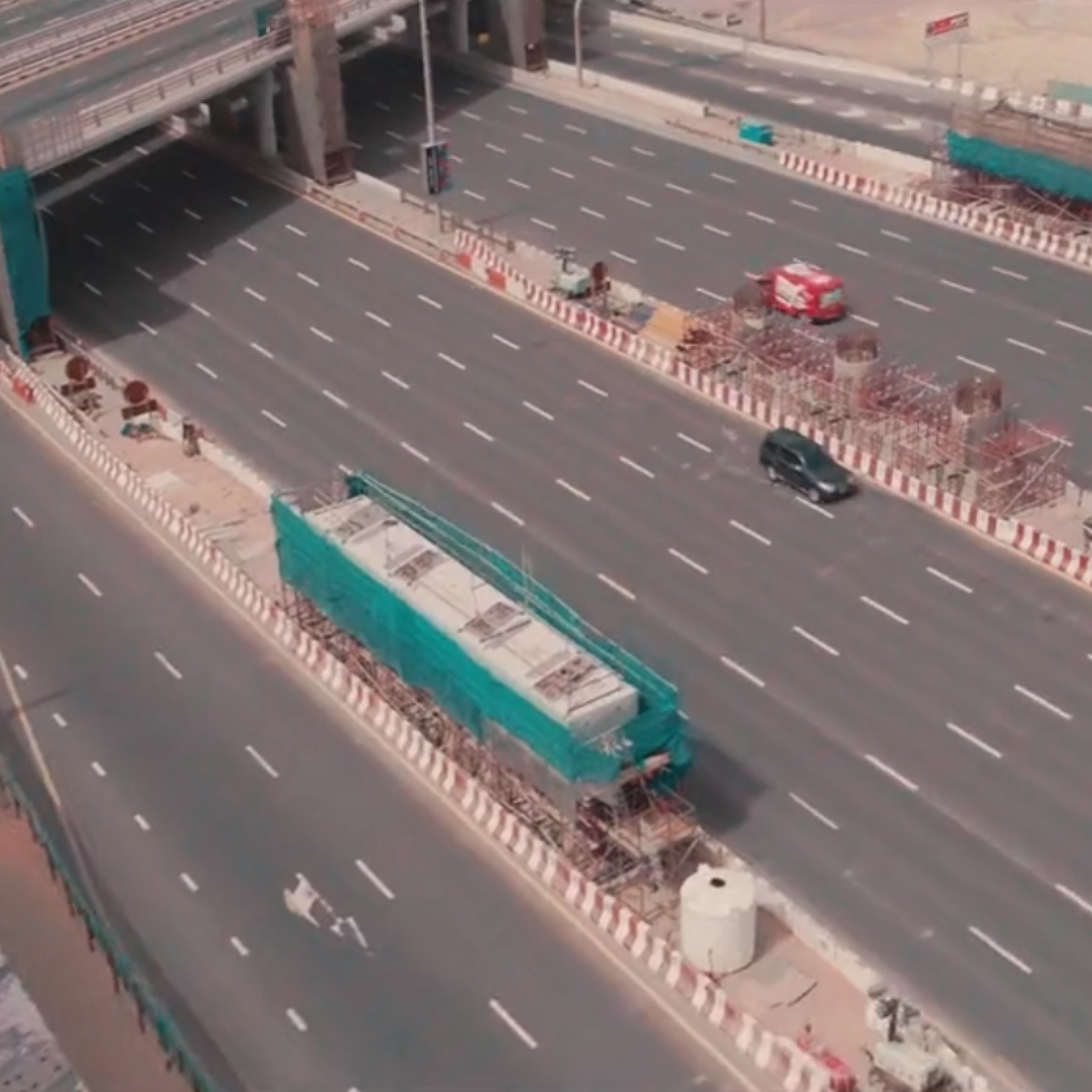 Etihad Rail bridge under construction on Sheikh Zayed Road in Dubai