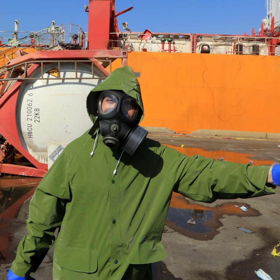 Aftermath of chlorine gas explosion at Aqaba port in Jordan