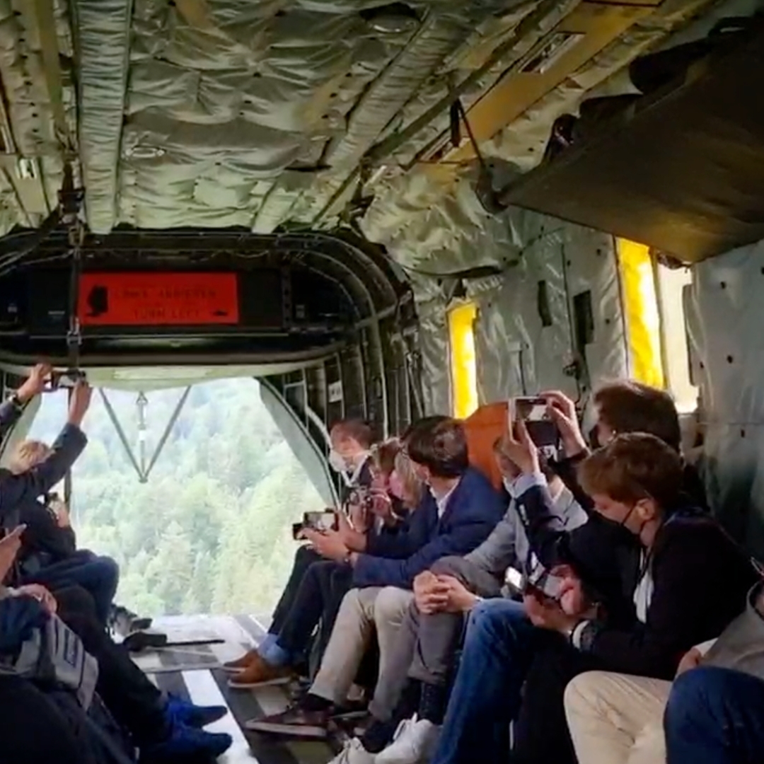 Watch: The National News airlifted to G7 summit by military helicopter
