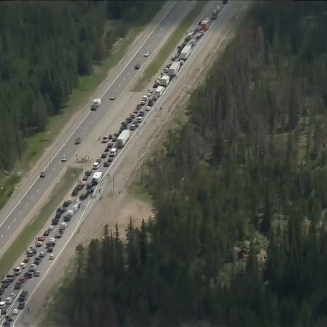 Drone footage shows extent of Colorado mudslide traffic