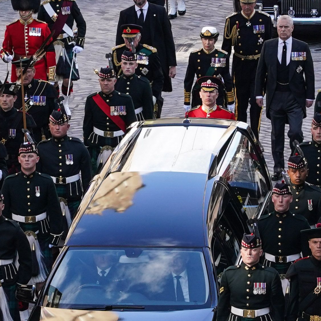King Charles III leads procession behind queen's coffin in Edinburgh