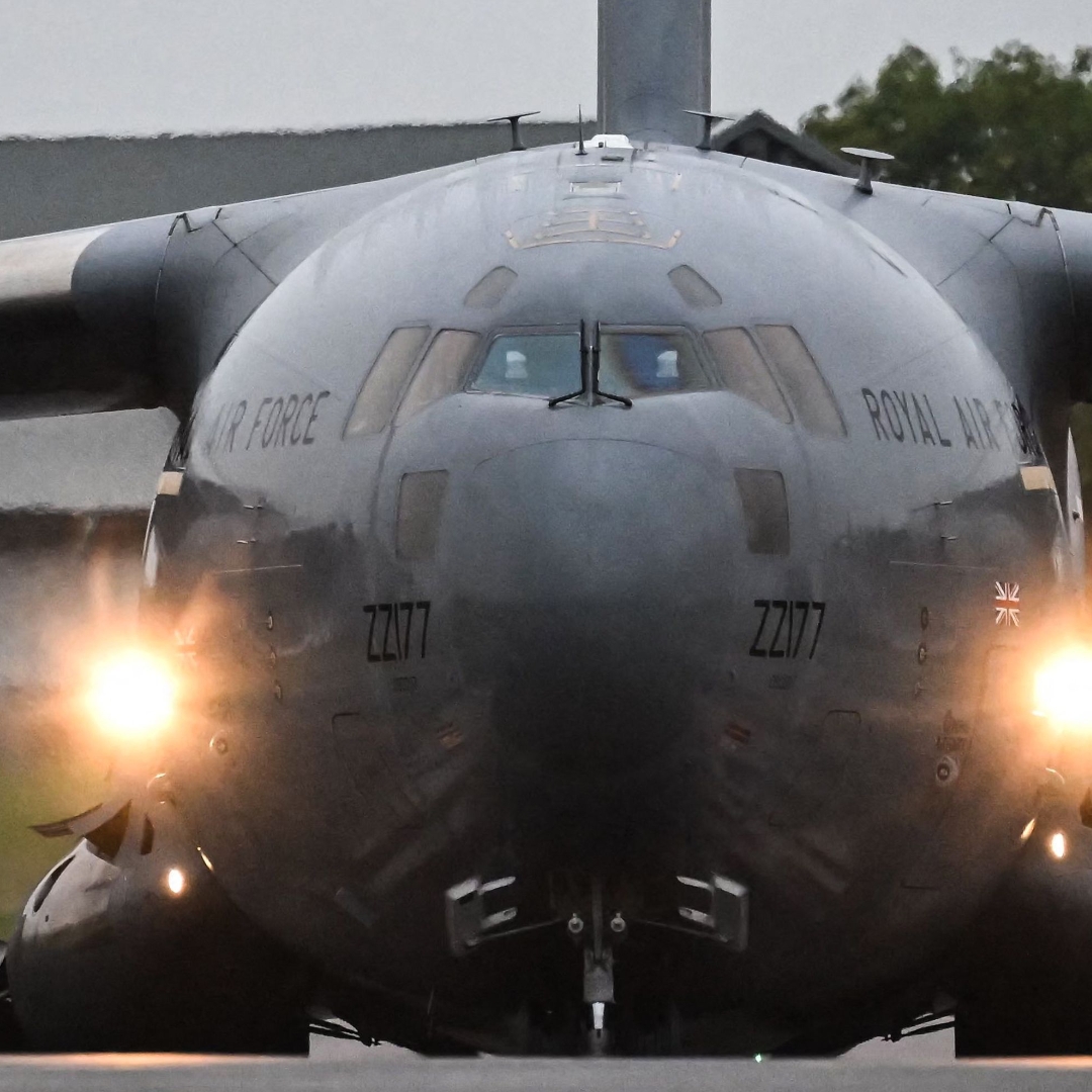 RAF plane carrying Queen Elizabeth II's coffin lands in London