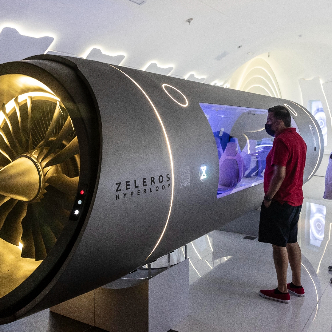 A next generation hyperloop model on display at Expo 2020 Dubai
